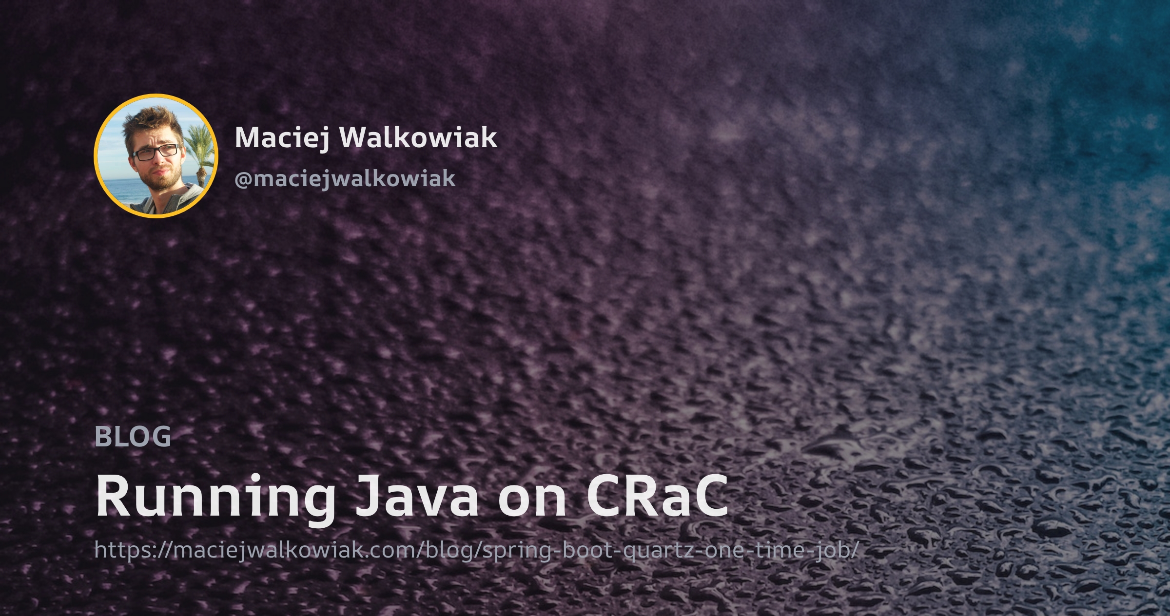 Maciej Walkowiak Running Java On Crac
